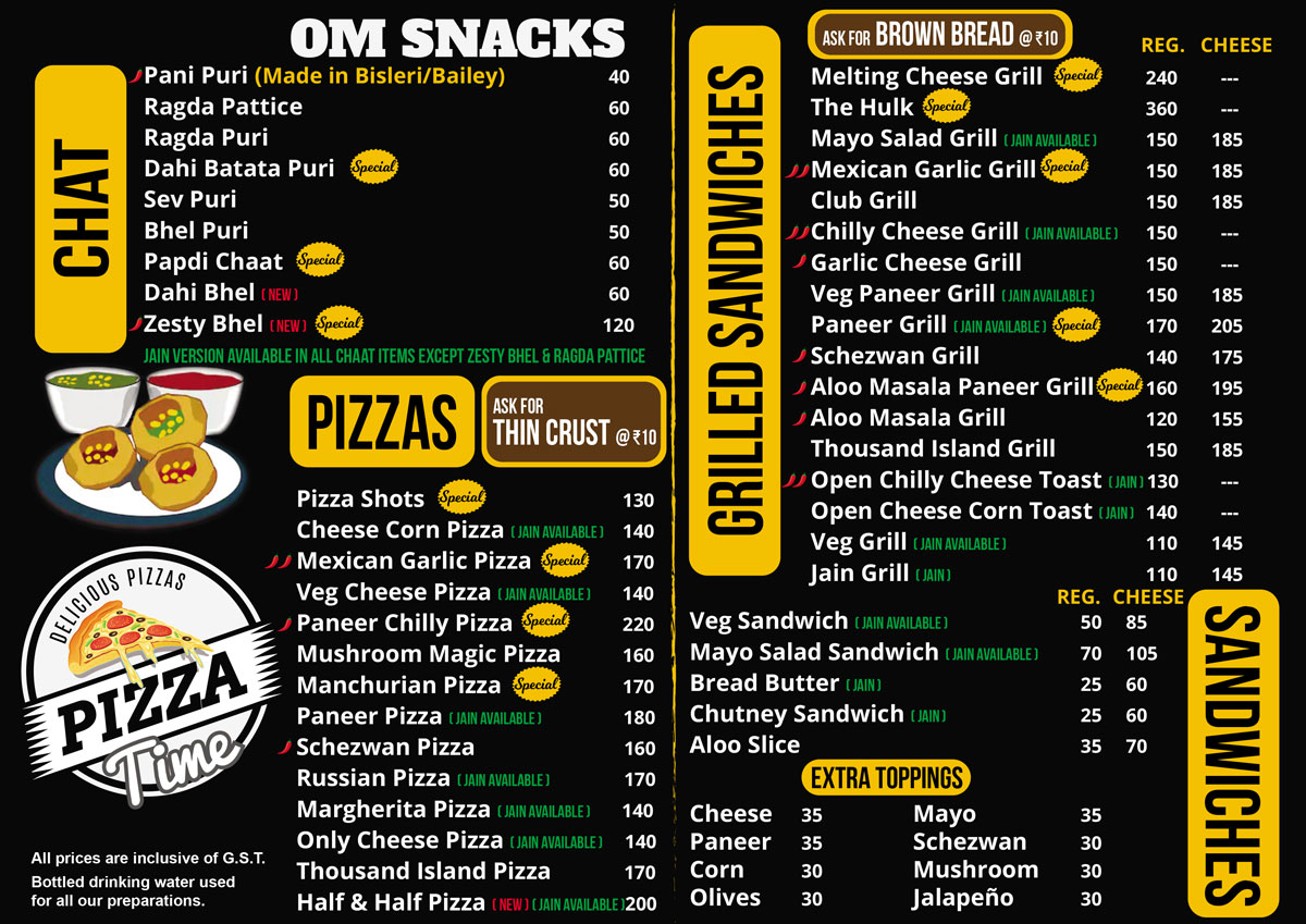 Om Snacks - Menu